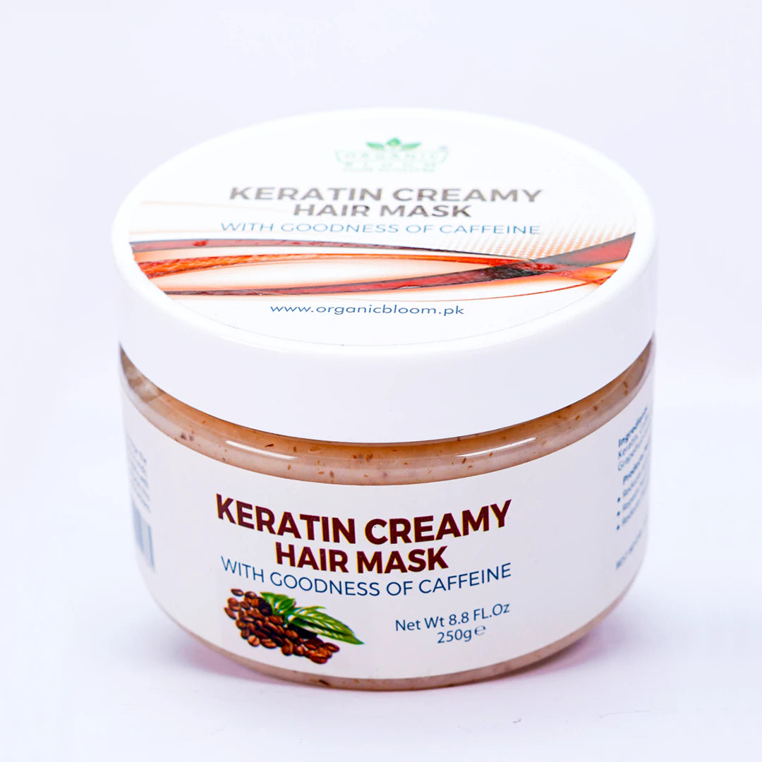 KERATIN CREAMY HAIR MASK - With Goodness Of Caffeine – Organic bloom