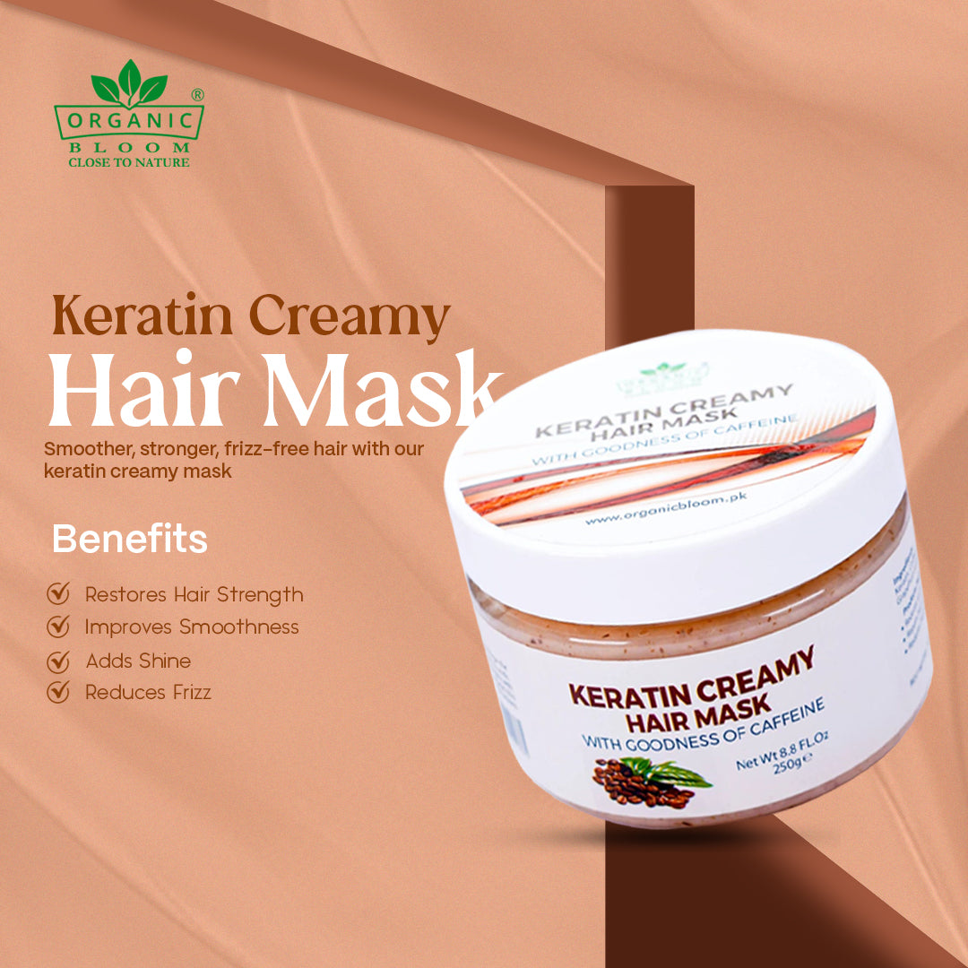 KERATIN CREAMY HAIR MASK - With Goodness Of Caffeine – Organic bloom